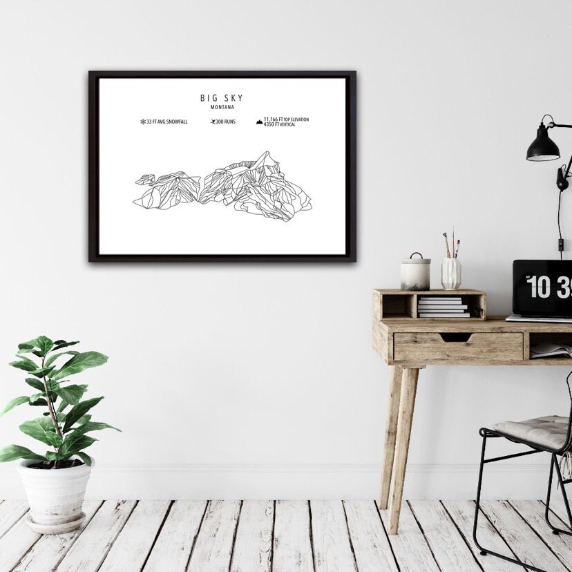 Big Sky Ski Map digital Download big Sky Resort Montana ski Art custom ...