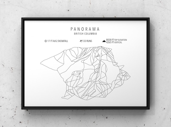 Panorama Ski Map Physical Print panorama British Columbia | Etsy Canada