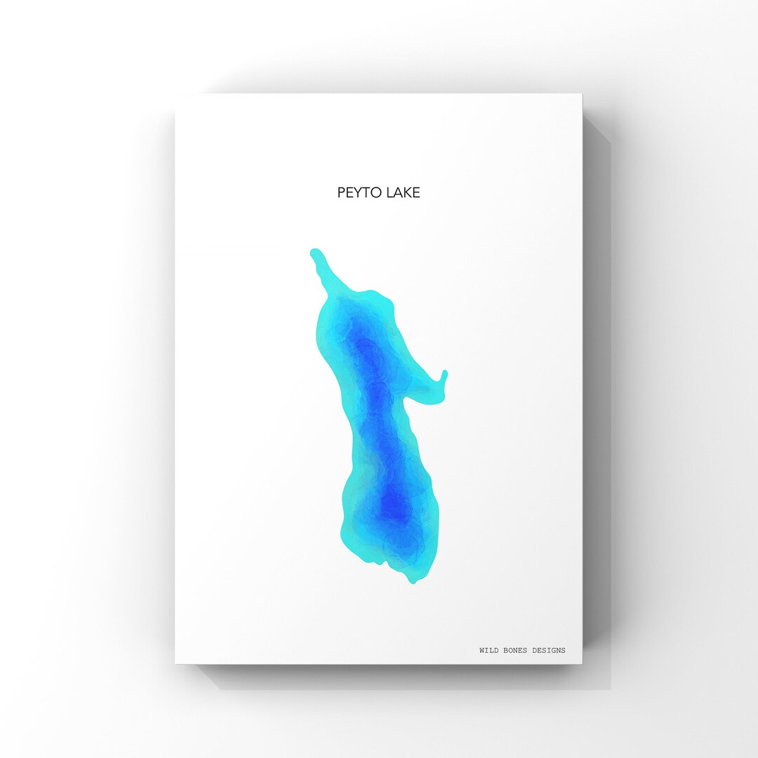 Peyto Lake Map -physical Print -banff -cottage Gifts -lake Art -custom ...