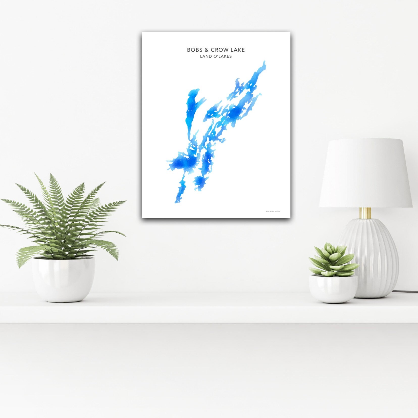 Bobs and Crowe Lake Map physical Print cottage Gifts lake - Etsy