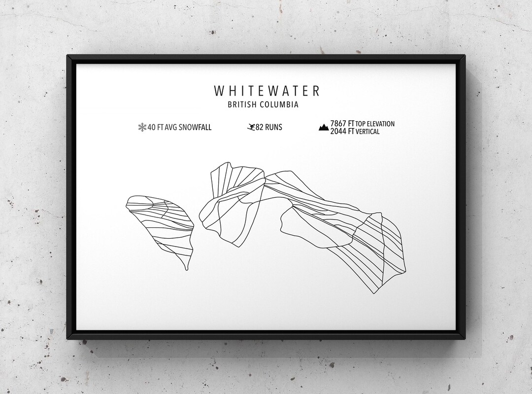Whitewater Ski Map- Digital Download -whitewater British Columbia -ski ...