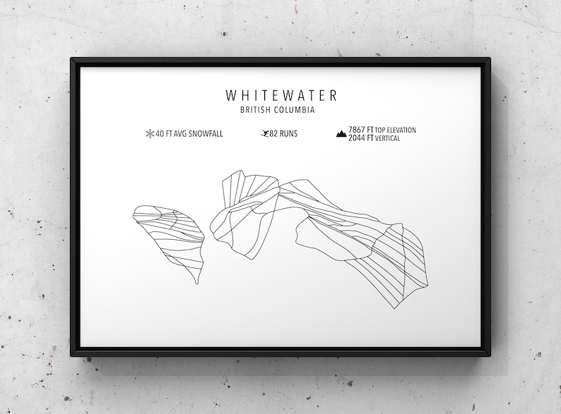 Whitewater Ski Map- Physical Print -whitewater British Columbia -ski ...