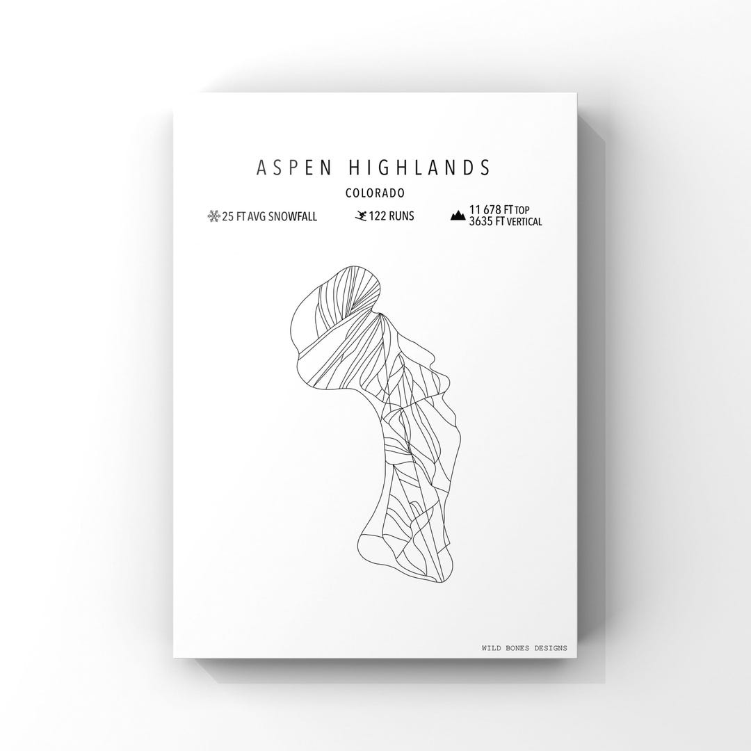 Aspen Highlands Ski Map- Digital Download -aspen Highslands Ski Resort ...