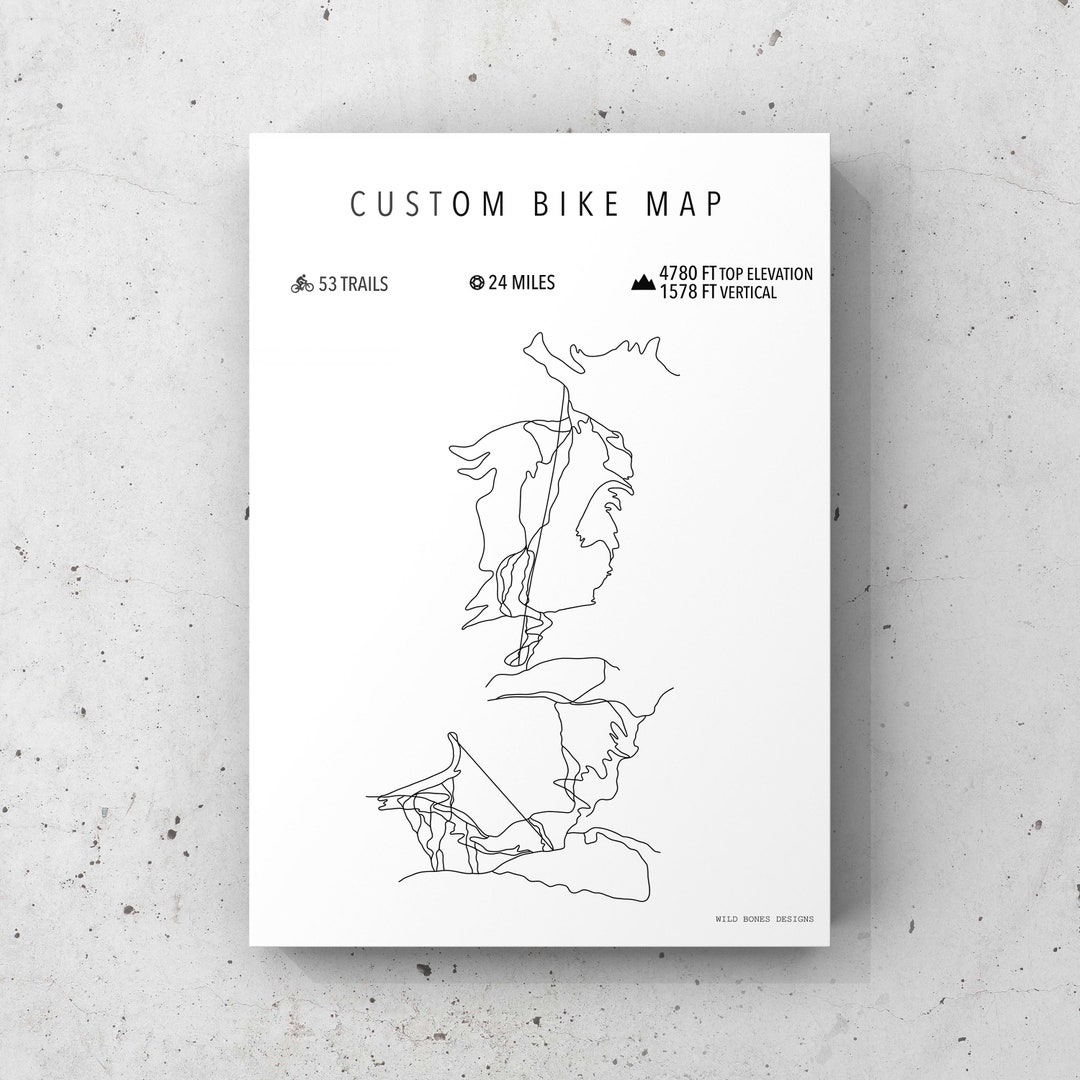 Custom Mountain Bike Map, Digital Print, Request a Resort, Custom Bike ...