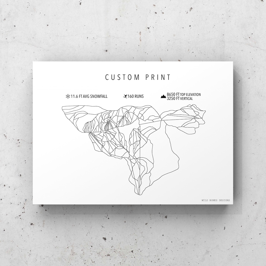 Custom Ski Map, Digital Print, Request a Resort, Custom Ski Poster ...