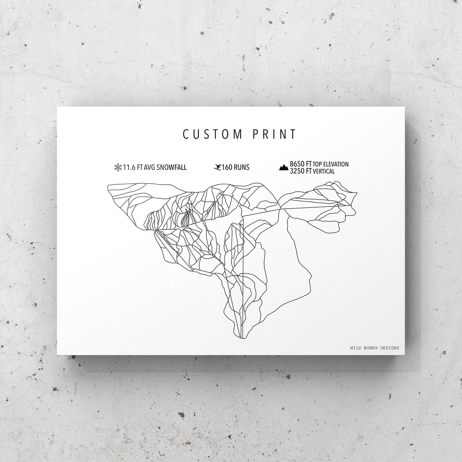 Custom Ski Map Digital Print Request a Resort Custom Ski - Etsy