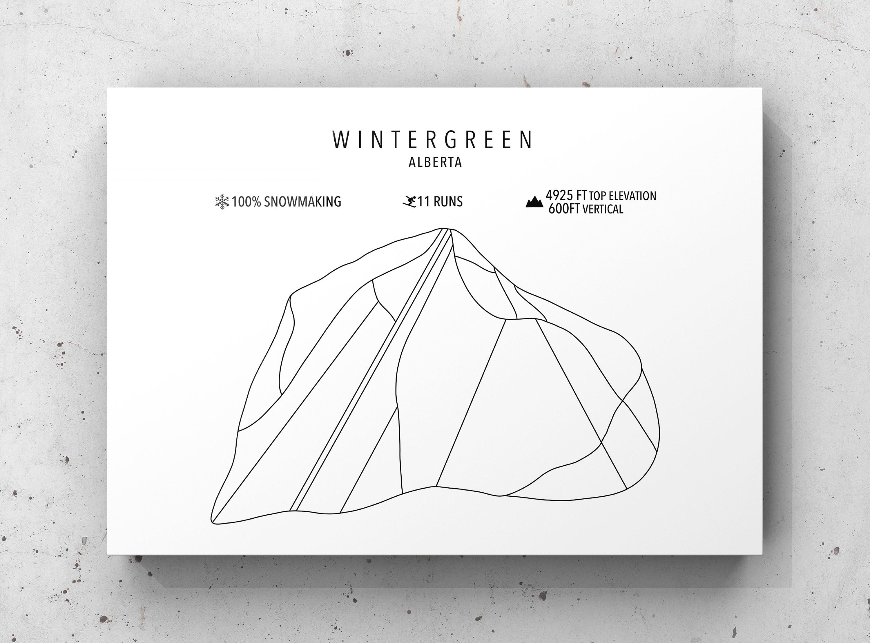 Wintergreen Ski Map -physical Print -wintergreen Resort Alberta -ski ...