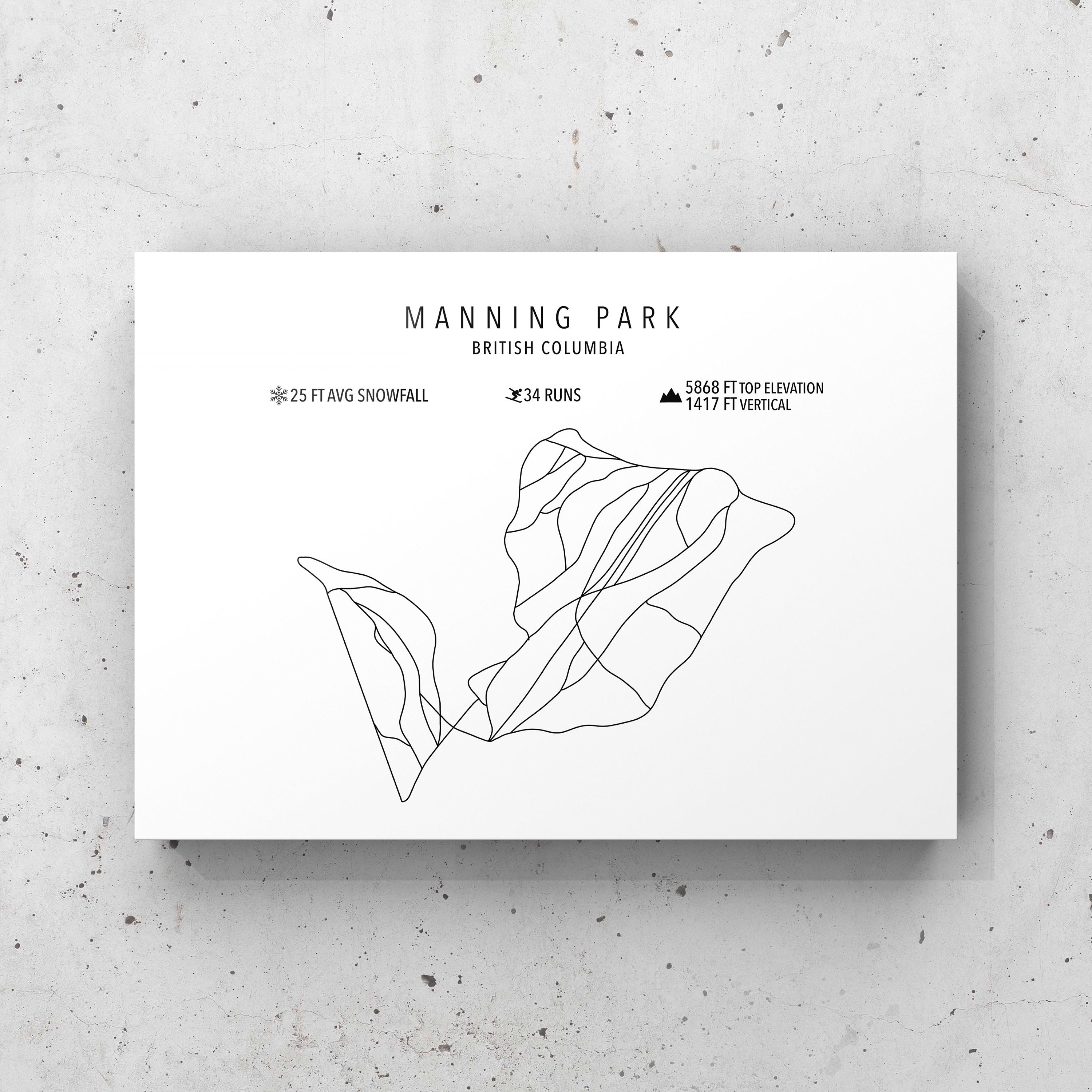 Manning Park Ski Map physical Print manning Park Ski Resort BC ski Art ...