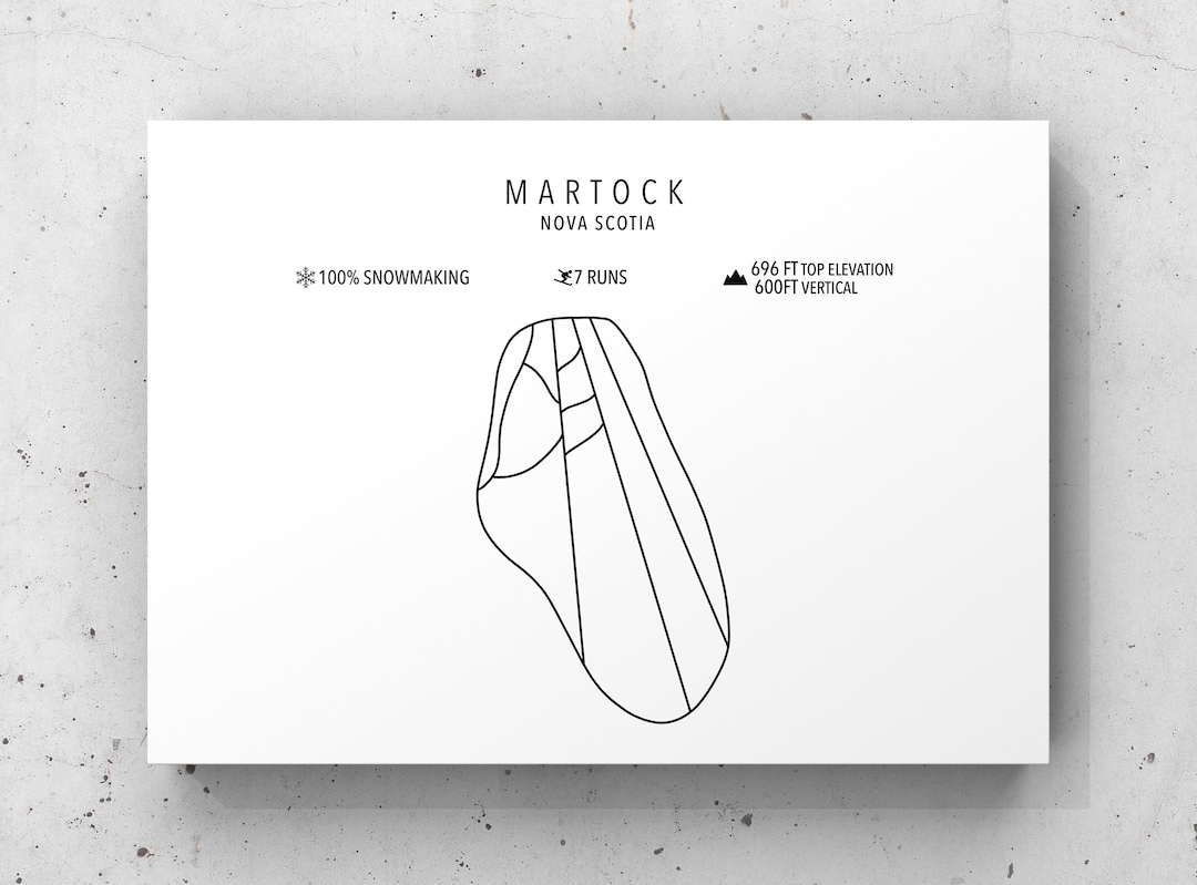 Martock Ski Map -physical Print -martock Resort Nova Scotia -ski Art ...