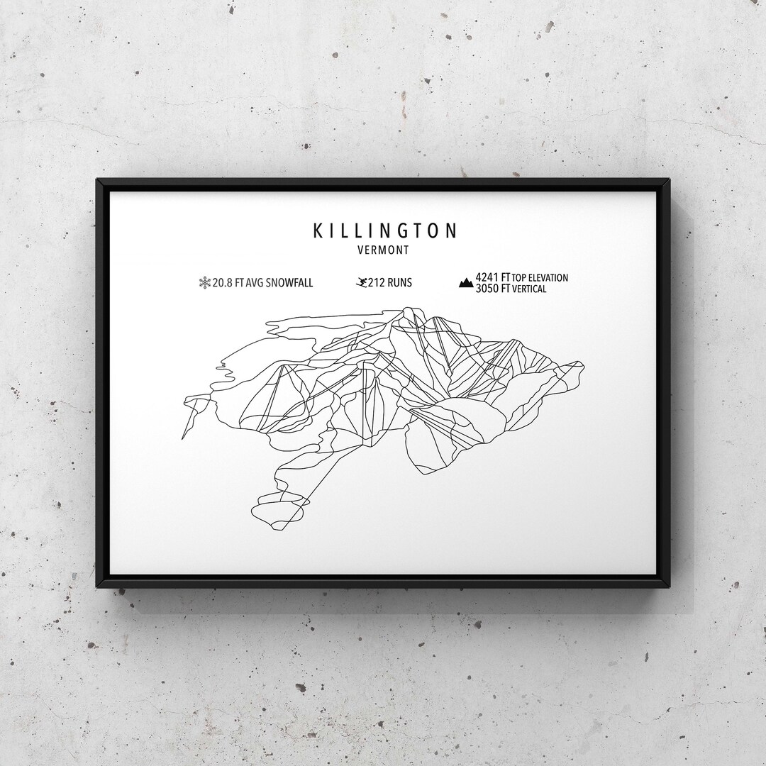 Killington Ski Map -physical Print -killington Vermont Ski Resort -ski ...