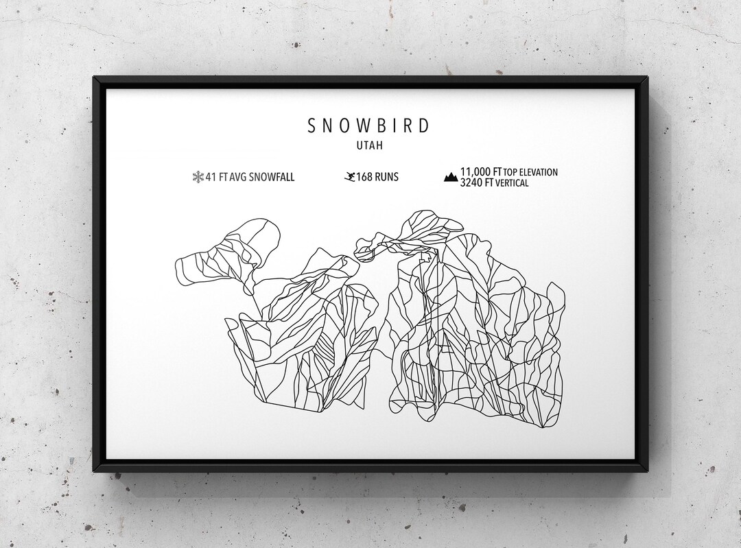 Snow Bird Ski Map -digital Download -snowbird Resort Utah -ski Art ...