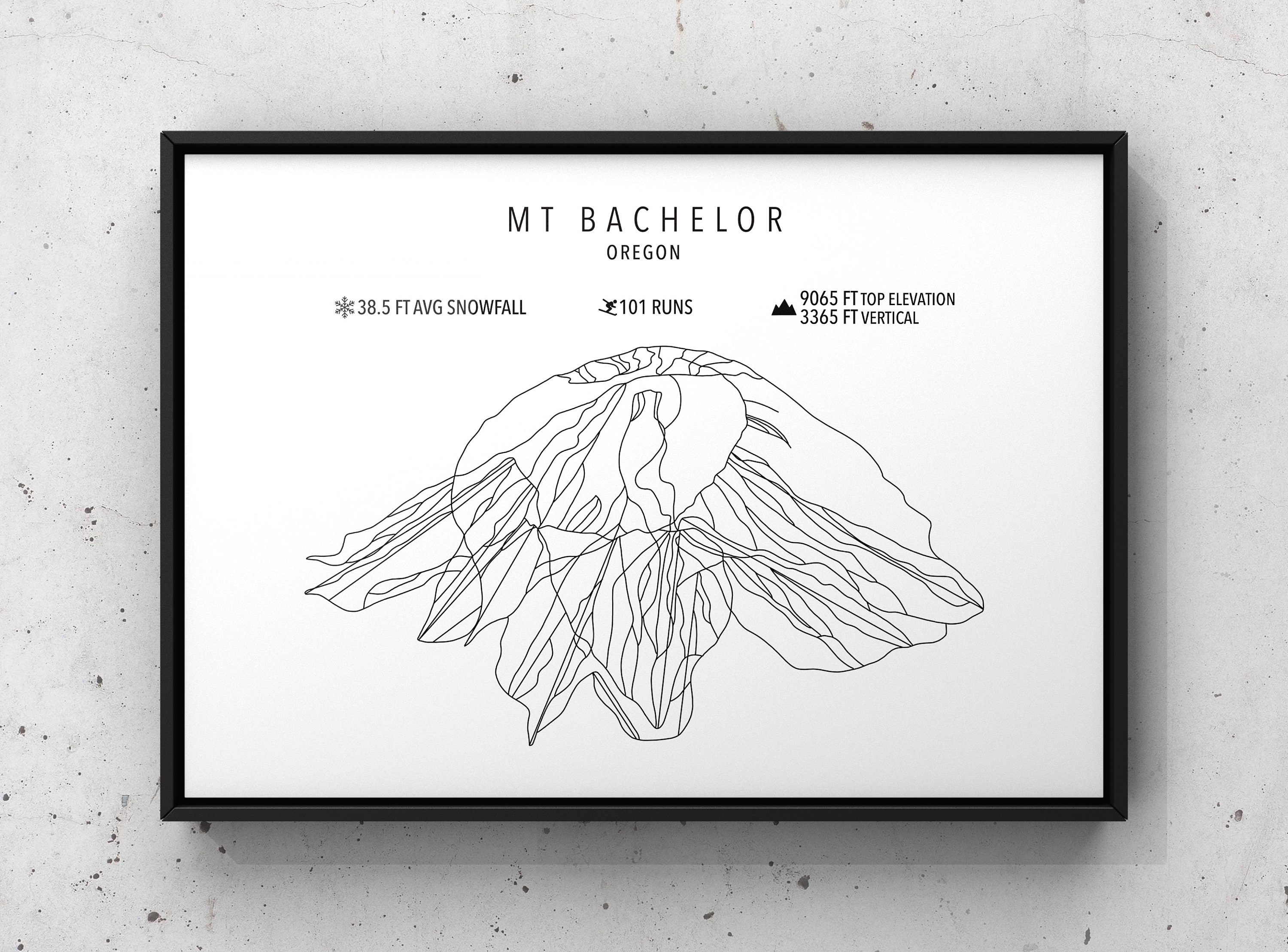 Mt Bachelor Ski Map -digital Download -mt Bachelor Resort Bend Oregon ...
