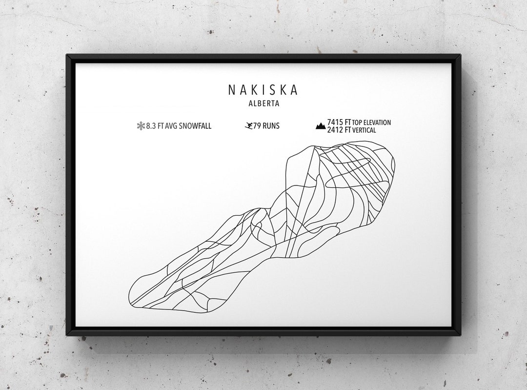 Nakiska Ski Map -digital Download -nakiska Resort Alberta -ski Art ...