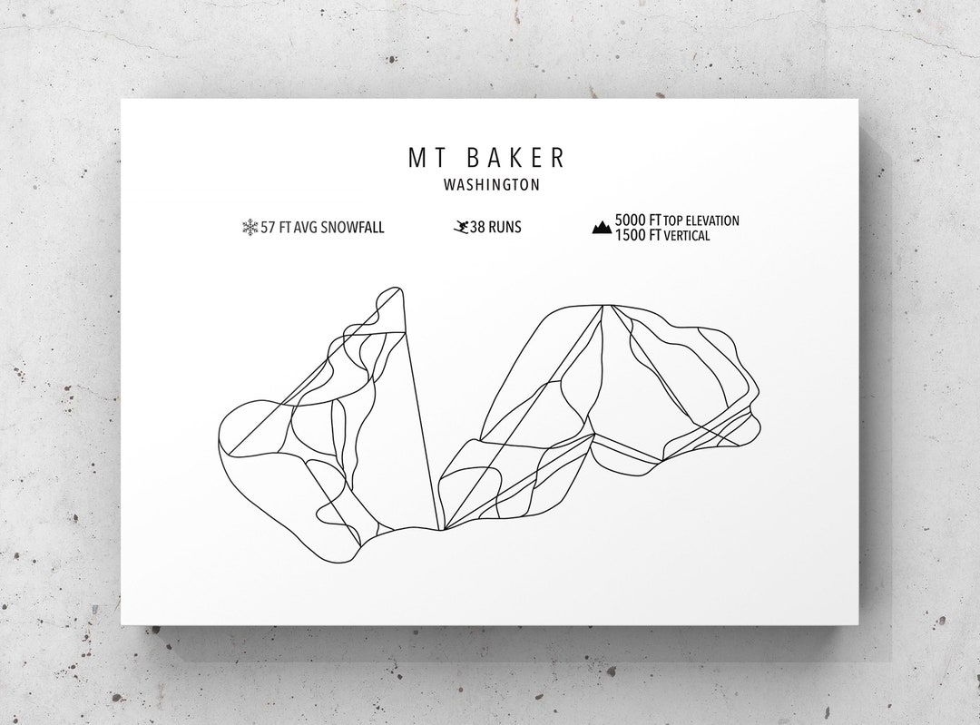 Mt Baker Ski Map- Digital Download -mt Baker Ski Resort Washington -ski ...