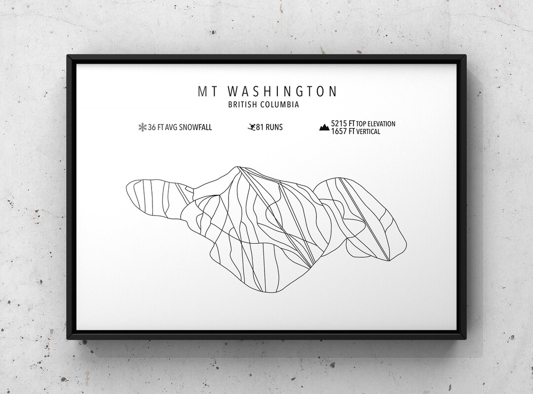 Mt Washington Ski Map Physical Print mt Washington British Columbia ski ...