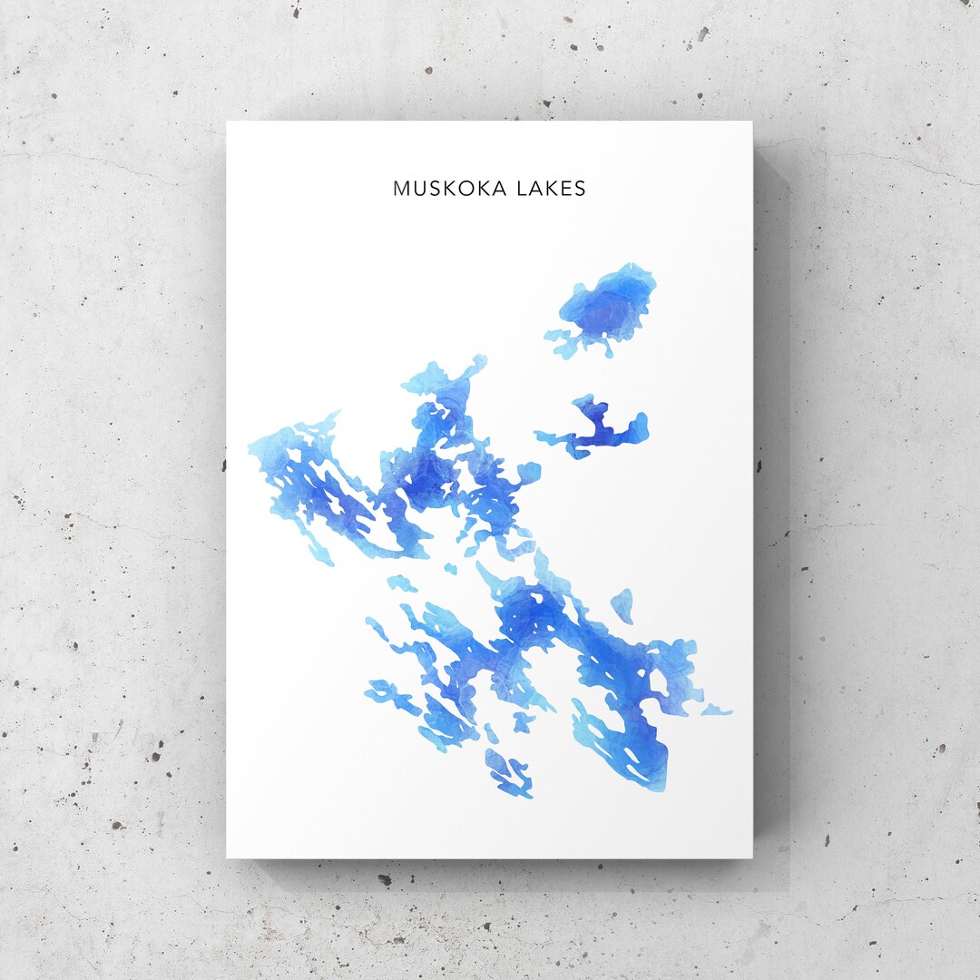 Muskoka Lakes Map -physical Print -cottage Gifts -lake Art -custom Lake ...