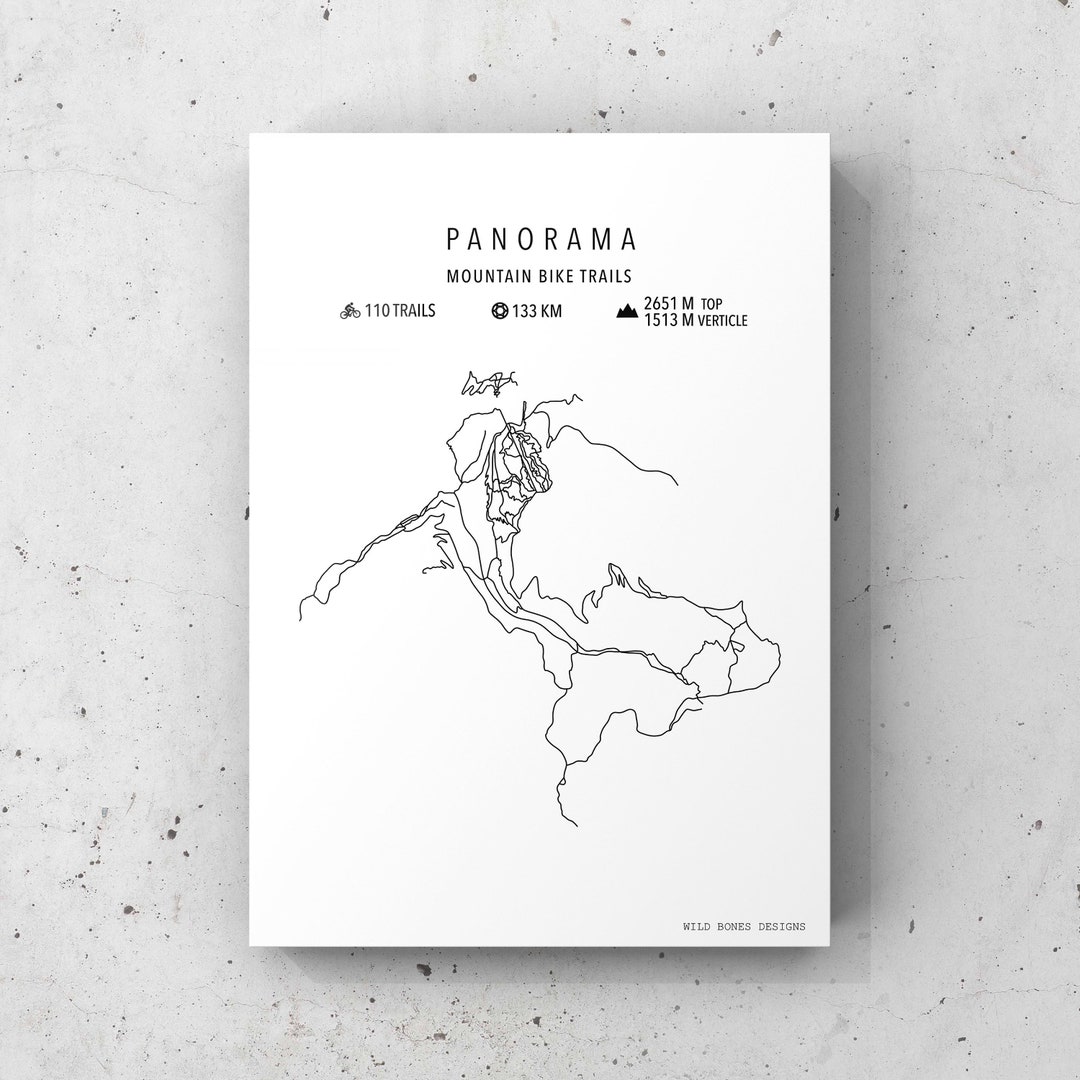 Panorama Mountain Bike Trails Map -digital Download -bike Art -custom ...
