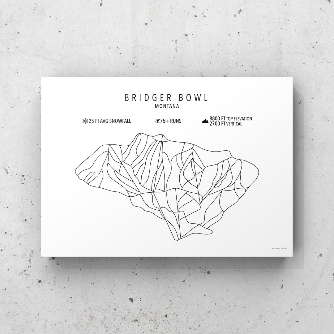 Bridger Bowl Ski Map -physical Print -bridger Bowl Bozeman Montana-ski ...