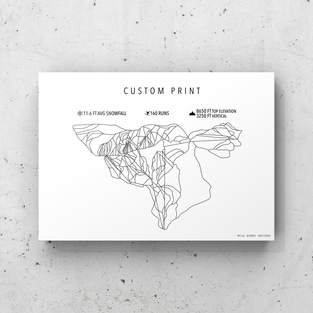Custom Ski Map physical Print request a Resort Print custom - Etsy