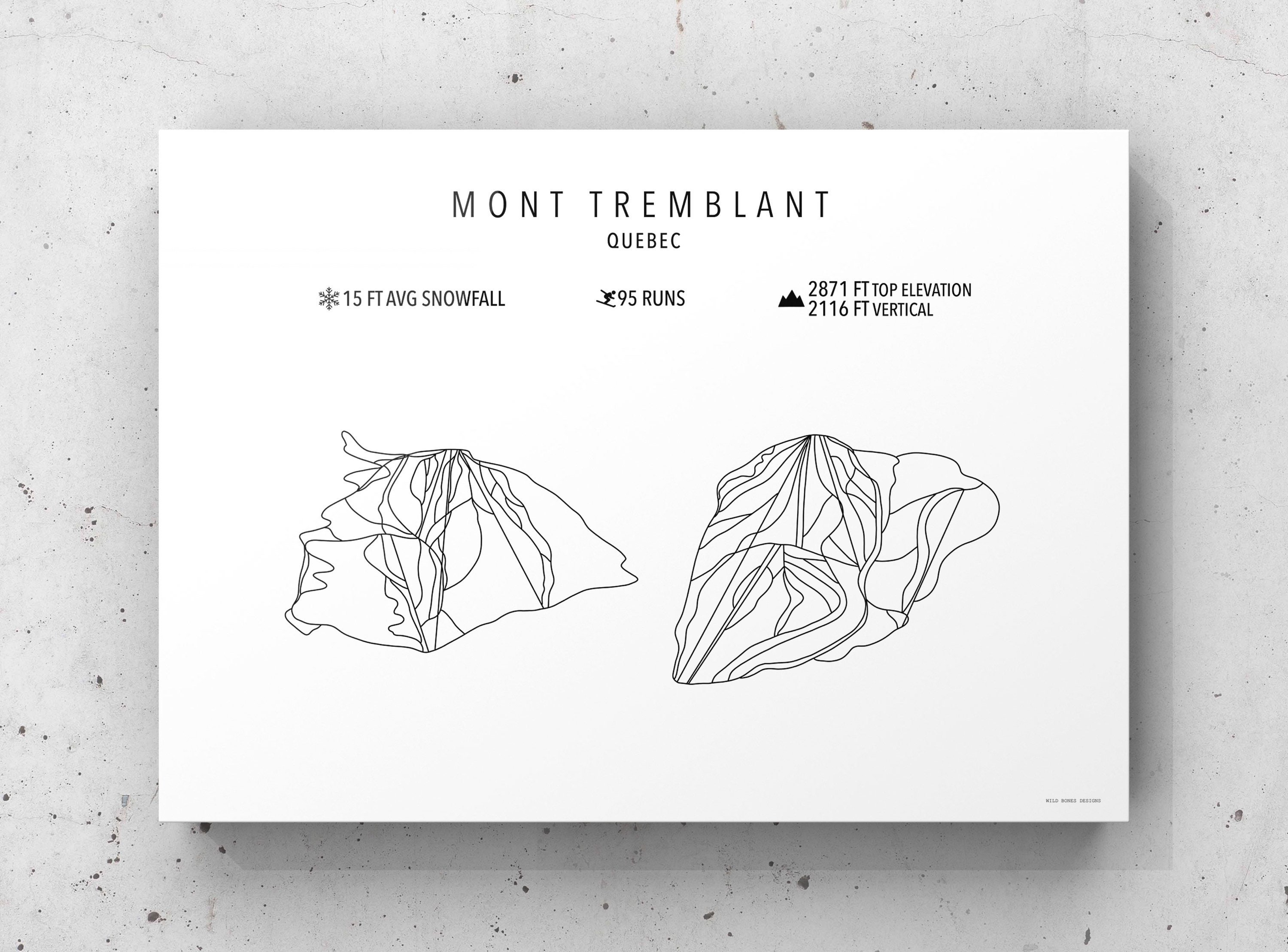 Mont Tremblant Ski Map physical Print mont Tremblant Resort Quebec ski ...