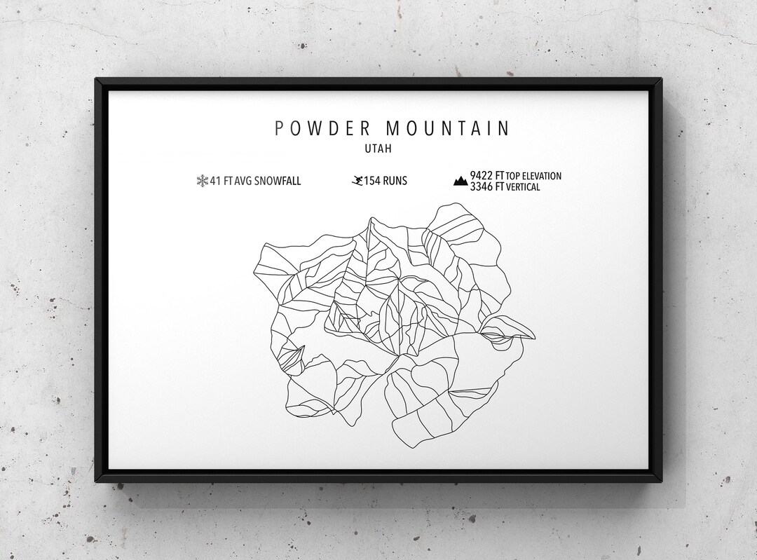 Powder Mountain Ski Map- Digital Download -powder Mountain Utah -ski ...