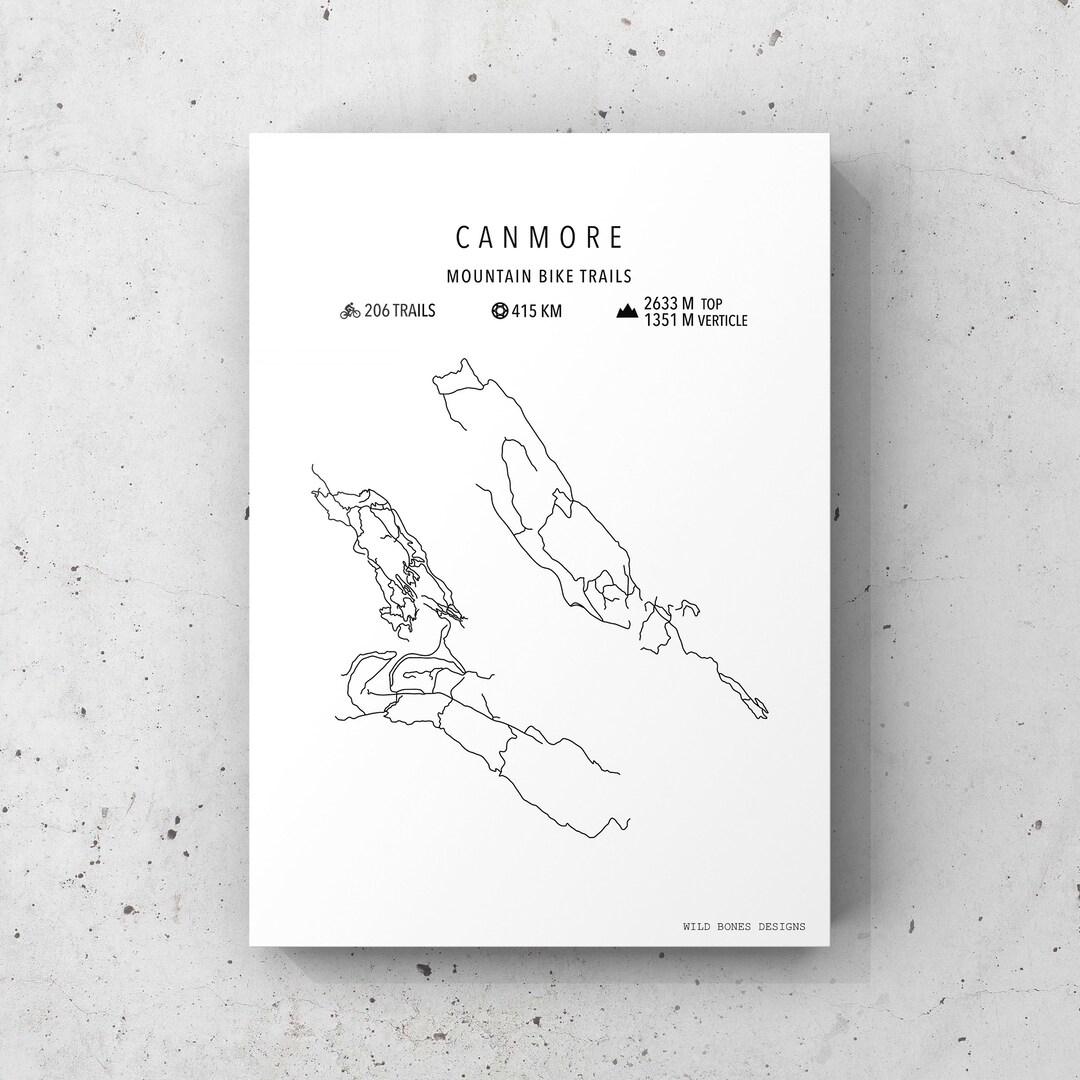 Canmore Mountain Bike Trails Map -digital Download -bike Art -custom ...