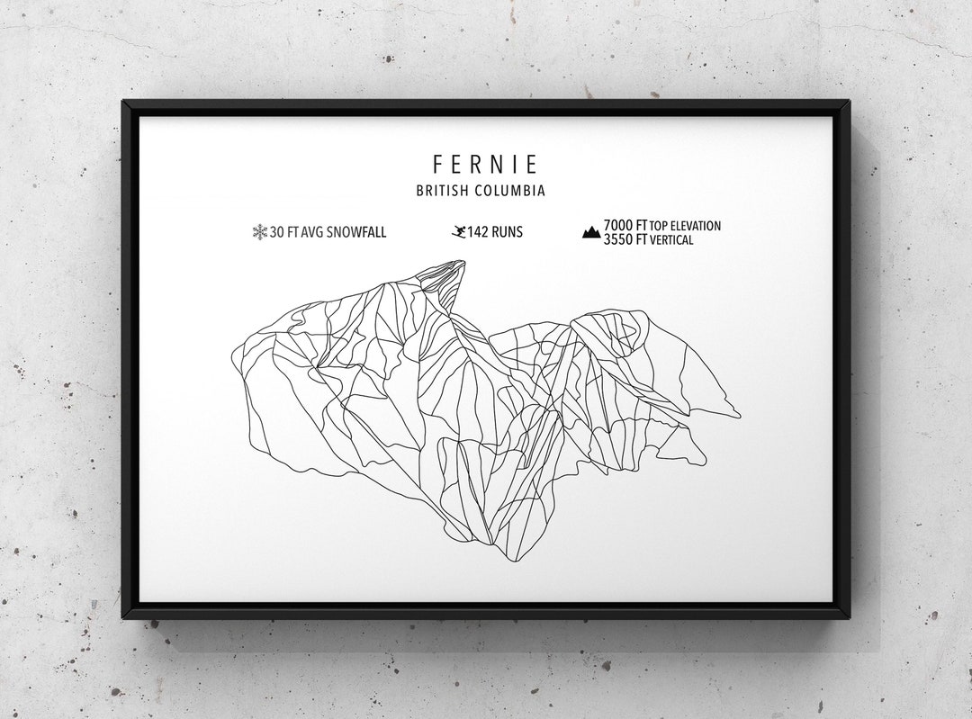 Fernie Ski Map Physical Print fernie British Columbia ski Art custom ...