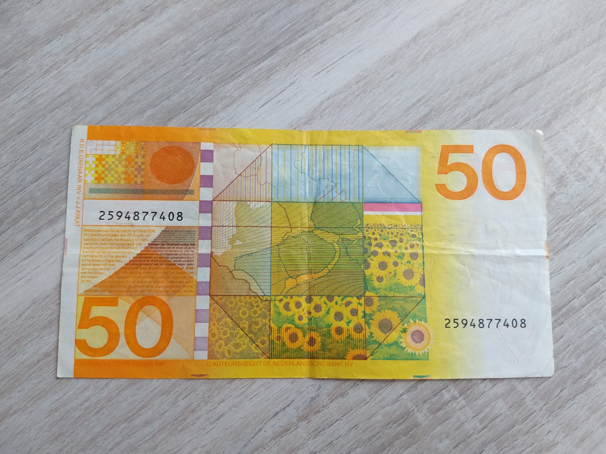 Dutch Banknote 50 Gulden 'sunflower', 1982 netherlands, Guilder - Etsy