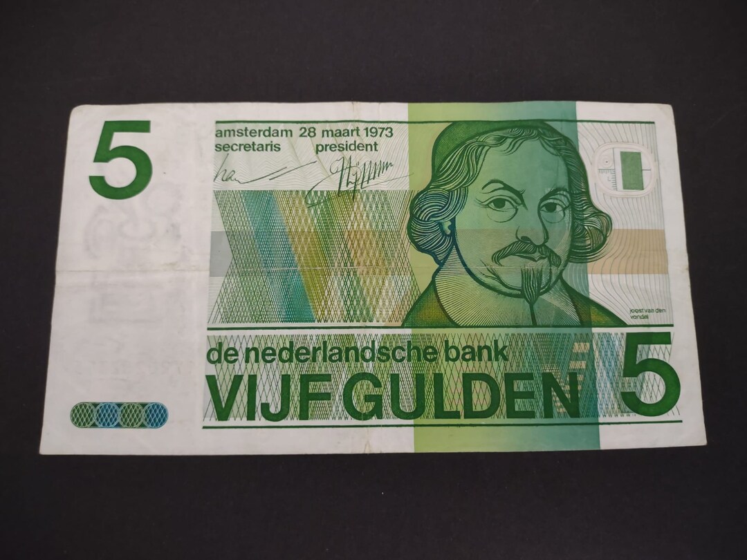 Oud biljet 5 Nederlandse gulden, type Vondel 2 uit 1973 - Etsy Nederland