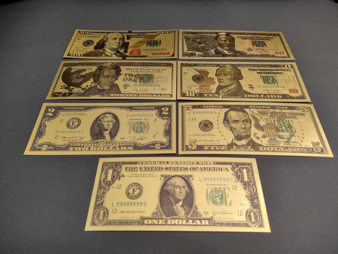 Complete 7-piece Decorative US Dollar Banknote Set: 1 - 100 Dollar Bill ...