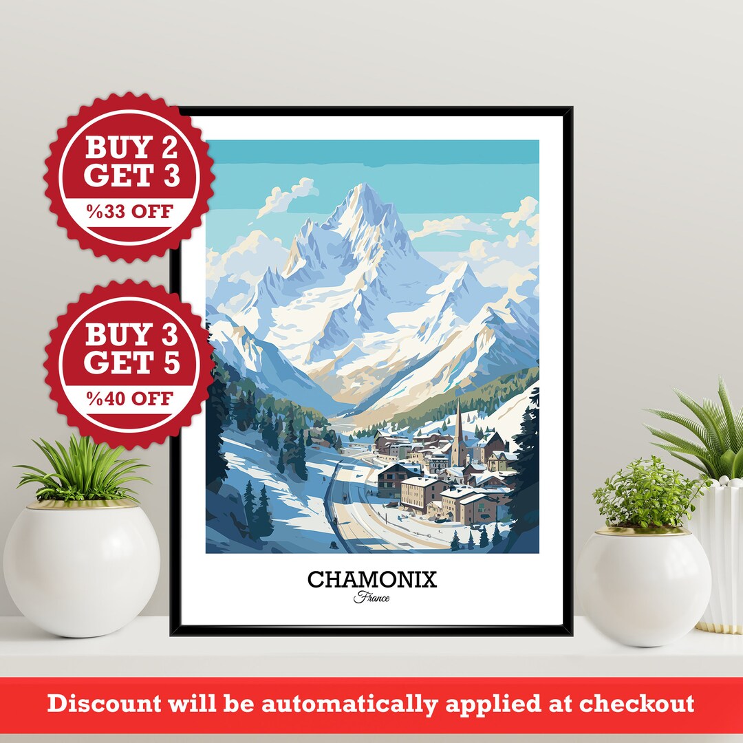 Chamonix Poster, Chamonix Mont Blanc Digital Travel Print, Wall Art for ...