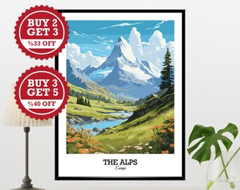Kitzbühel Austria Poster, Austrian Alps Digital Travel Poster Print ...
