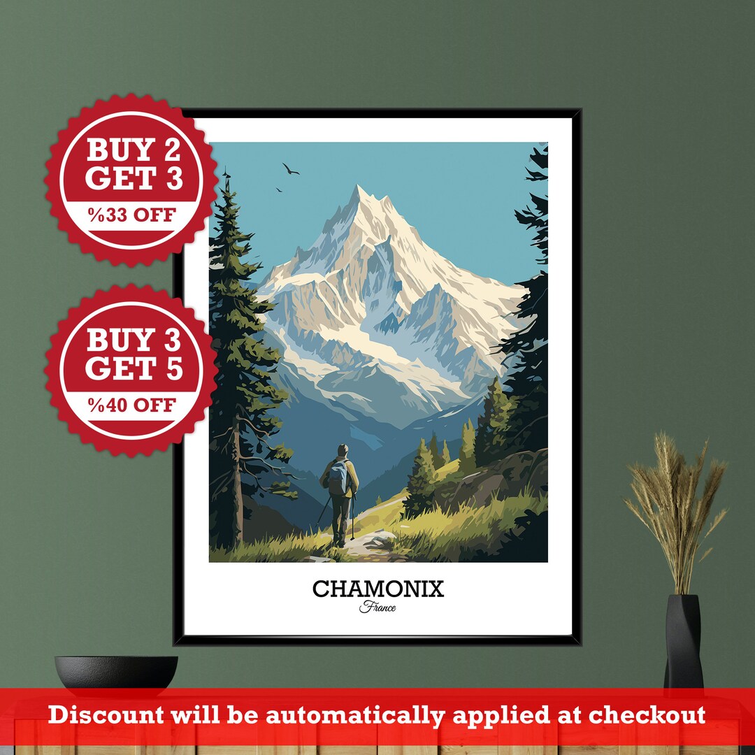 Chamonix Poster, Chamonix Mont Blanc Digital Travel Print, Wall Art for ...
