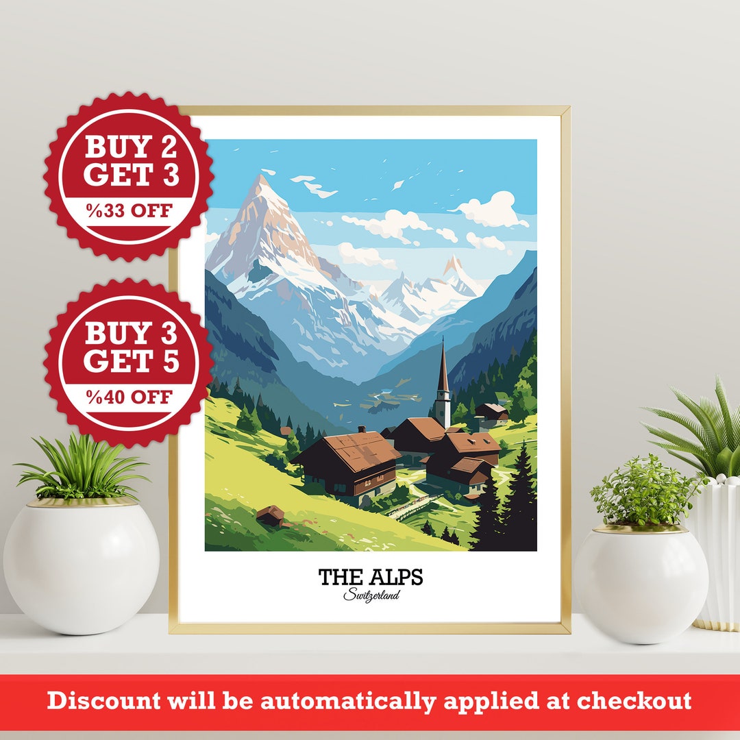 The Alps Digital Travel Poster Printable Wall Art for Home Decor and ...