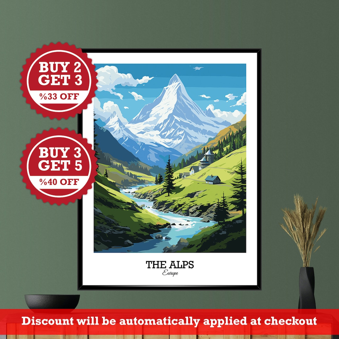 The Alps Digital Travel Poster Printable Wall Art for Home Decor and ...