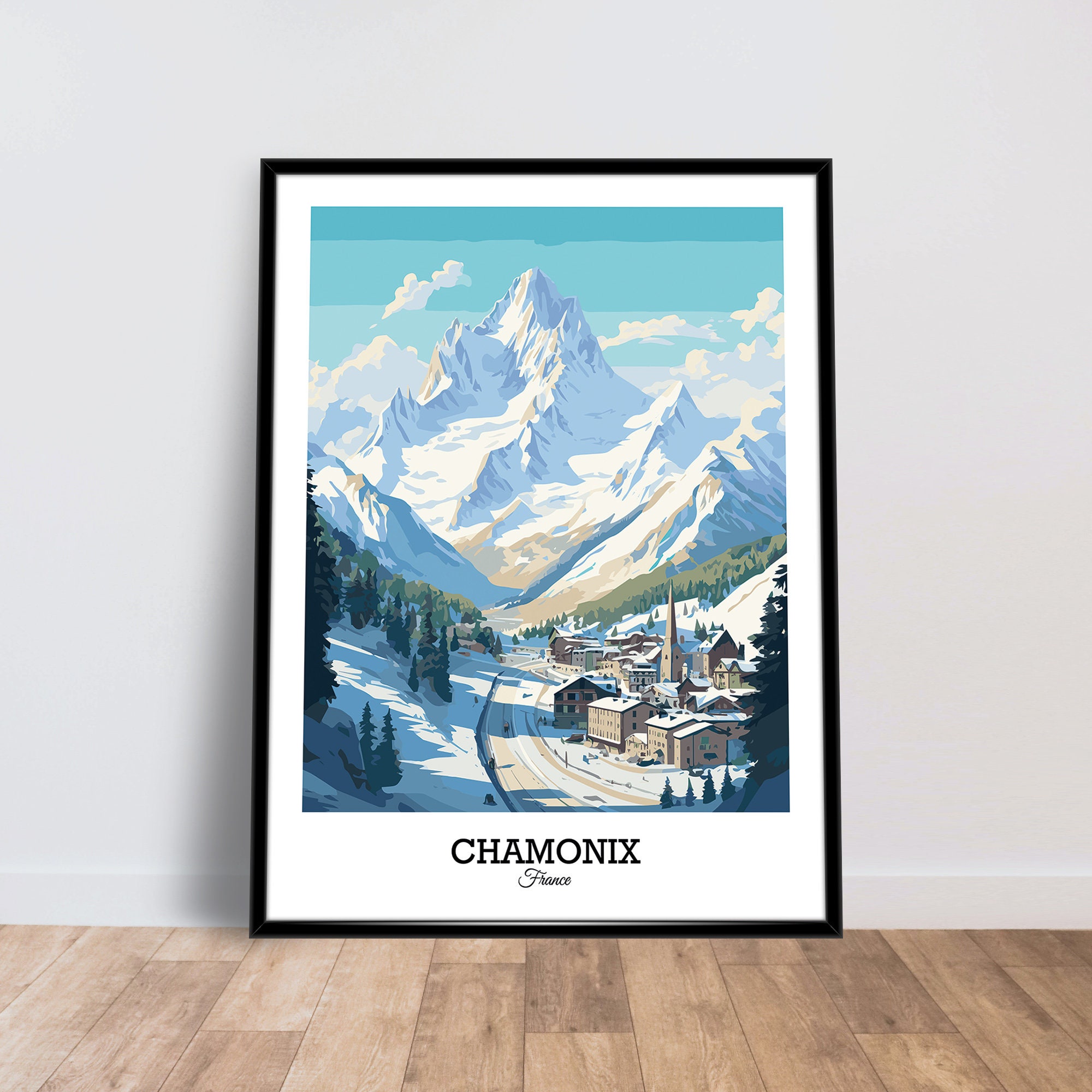 Chamonix Poster, Chamonix Mont Blanc Digital Travel Print, Wall Art for ...