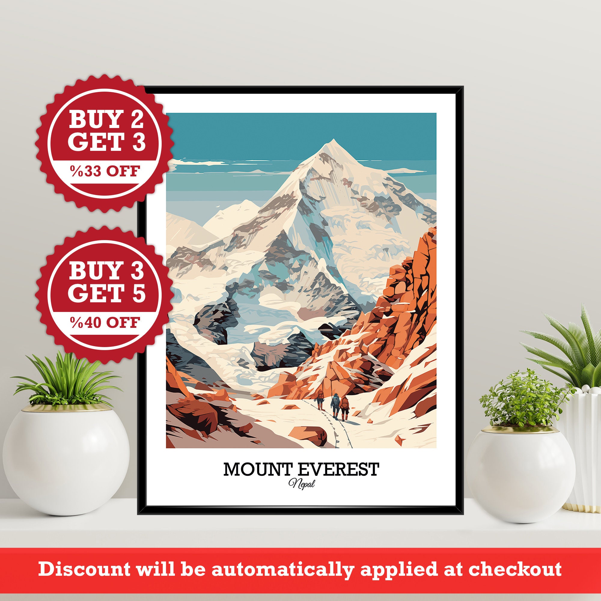 Mount Everest Poster, Nepal Poster, Nepal Mount Everest Digital Travel ...