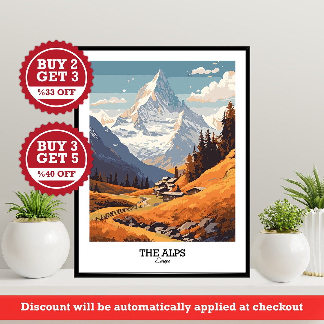 The Alps Digital Travel Poster Printable Wall Art for Home Decor and ...