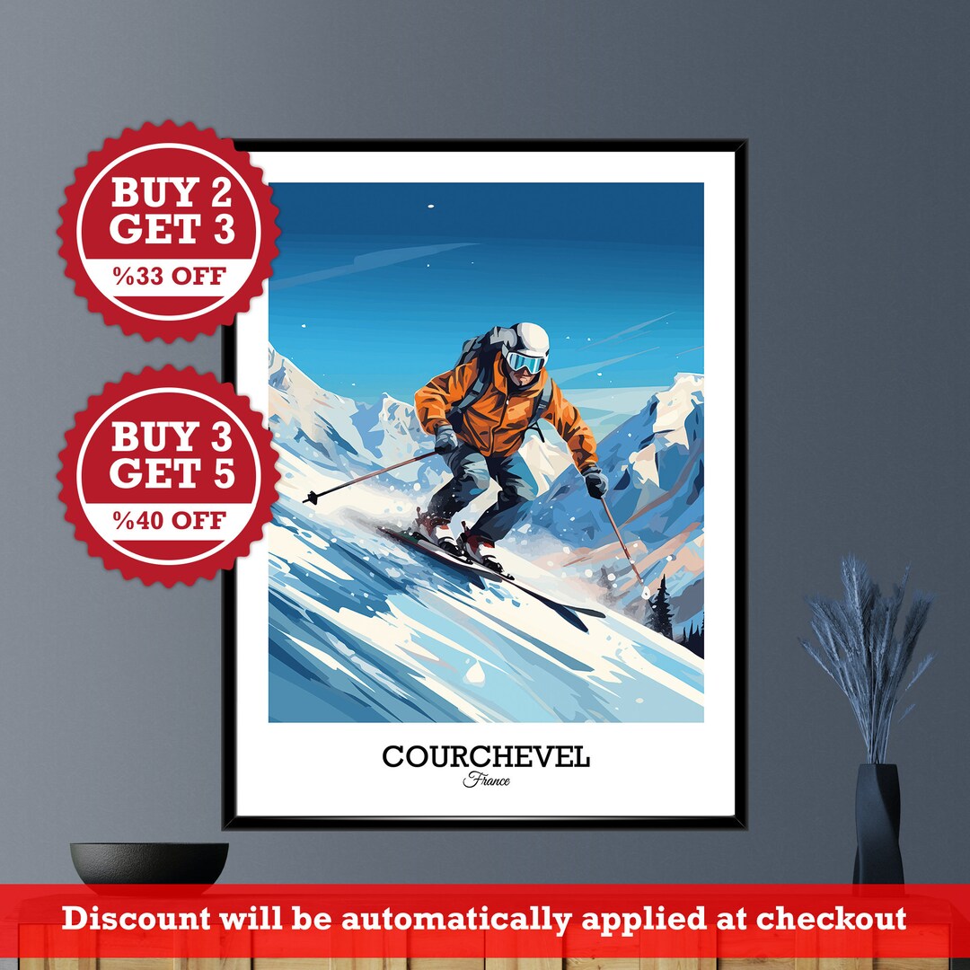 Courchevel Poster, French Alps Digital Travel Print, Courchevel Ski ...