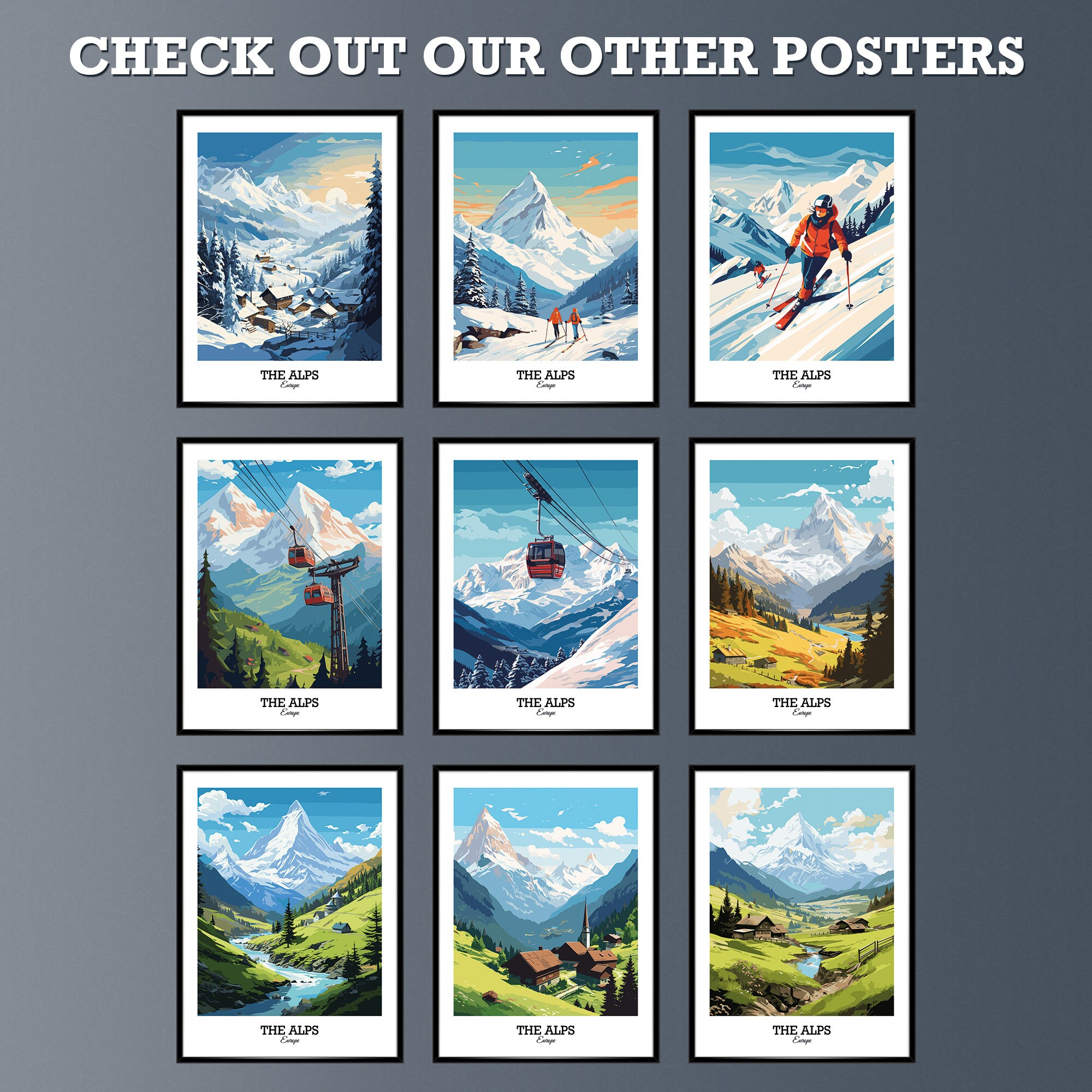 The Alps Digital Travel Poster Printable Wall Art for Home Decor and ...