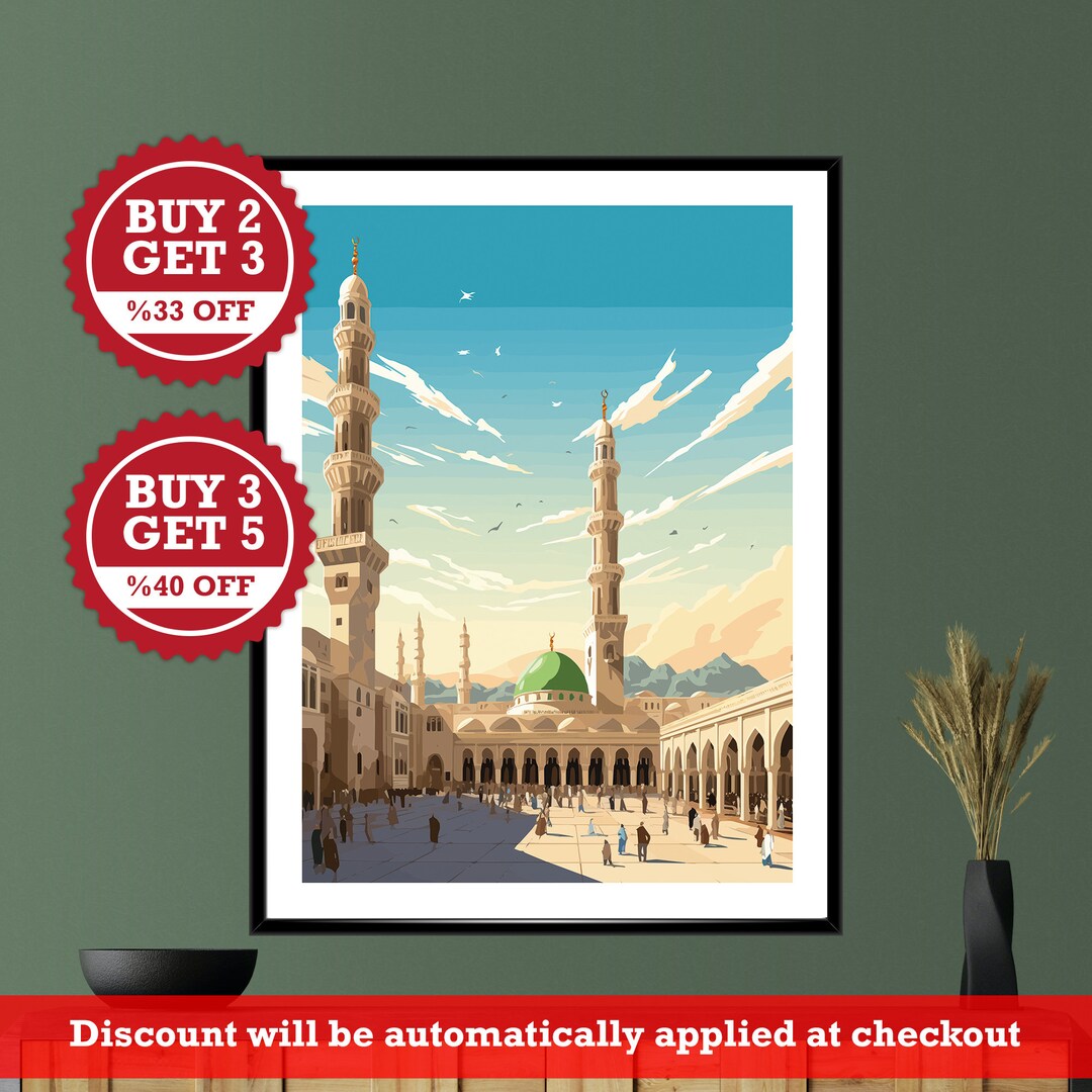 Al-masjid An-nabawi (prophet's Mosque) Digital Poster - Islamic Wall ...