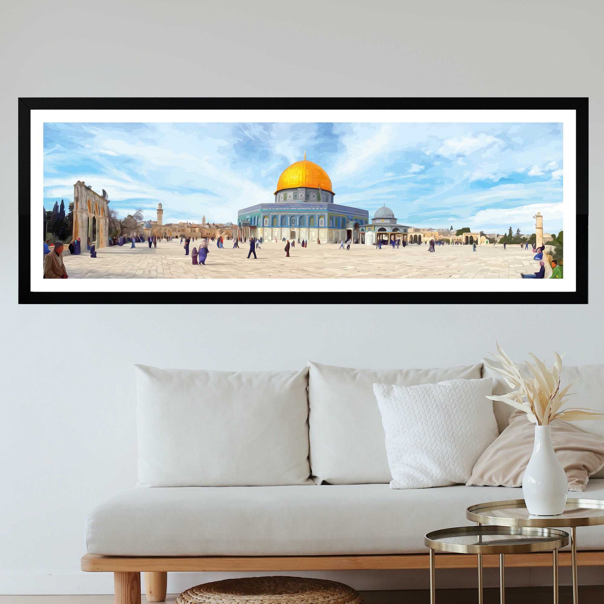 Al Aqsa Wide Poster Print, Dome of the Rock Panoramic Digital Poster ...