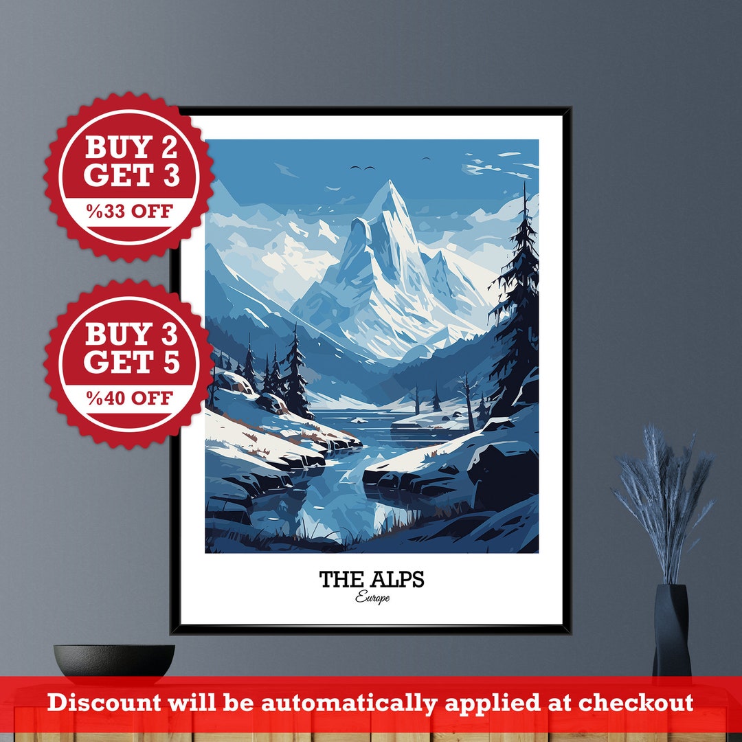 The Alps Digital Travel Poster Printable Wall Art for Home Decor and ...