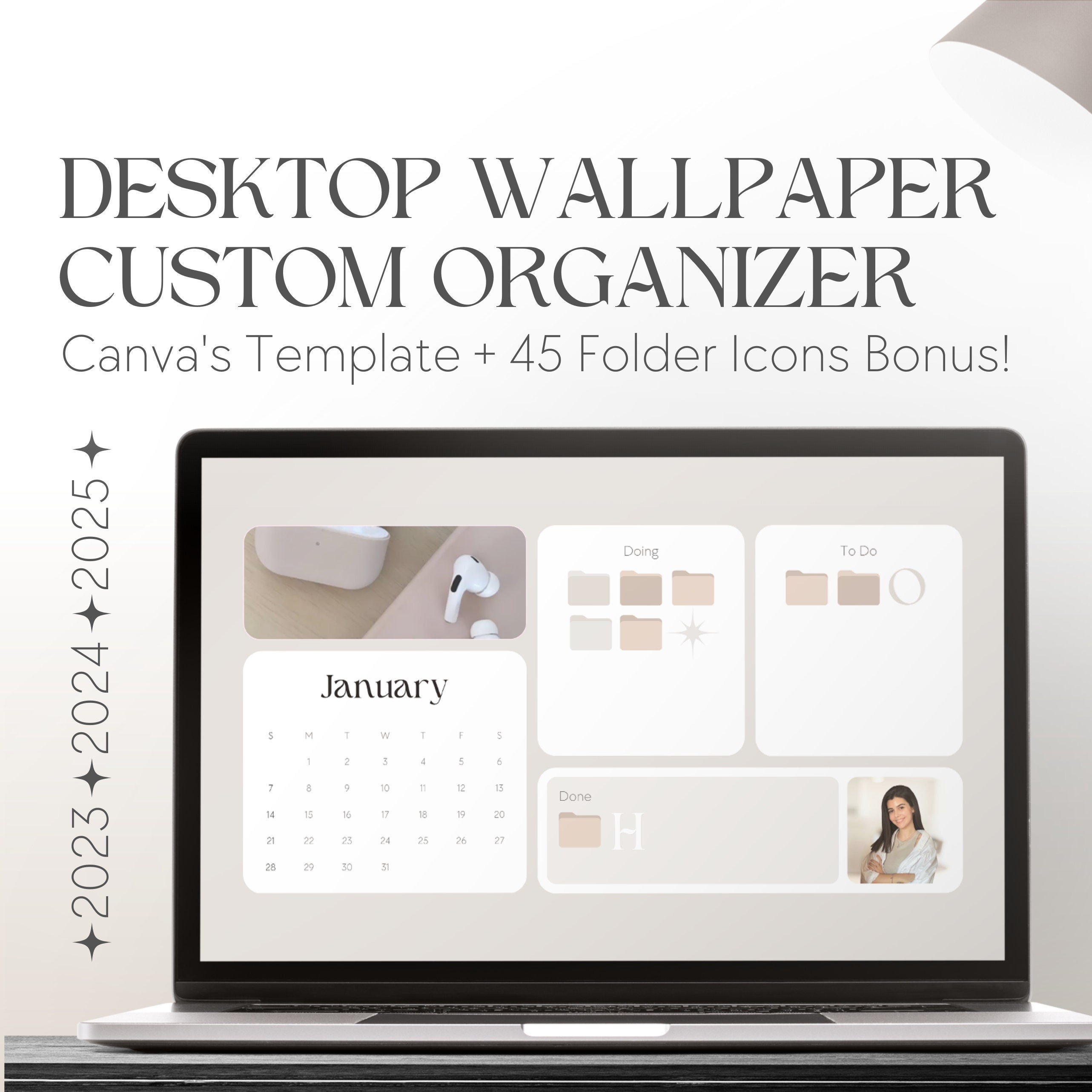 CALENDAR 2023 2024 2025 Desktop Organizer Wallpaper Folder Icons Mac ...