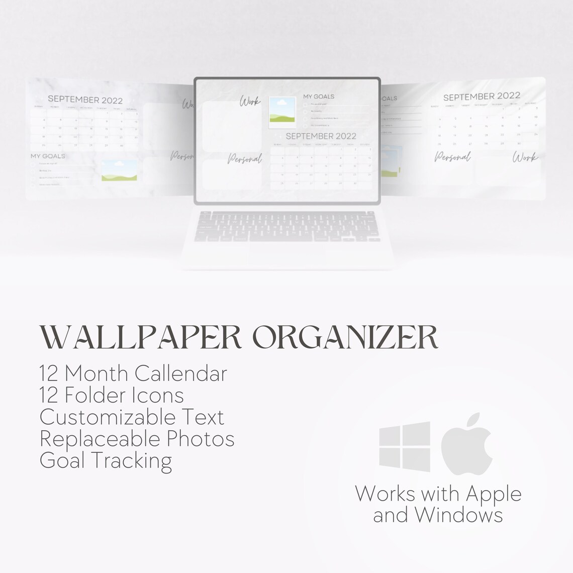 CALENDAR 2022 2023 Desktop Organizer Wallpaper Folder Icons Mac Windows ...