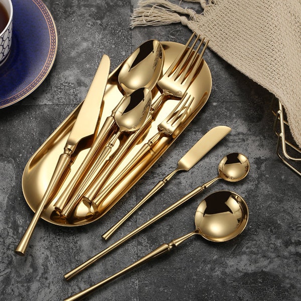 Gold Dinnerware Set - Etsy