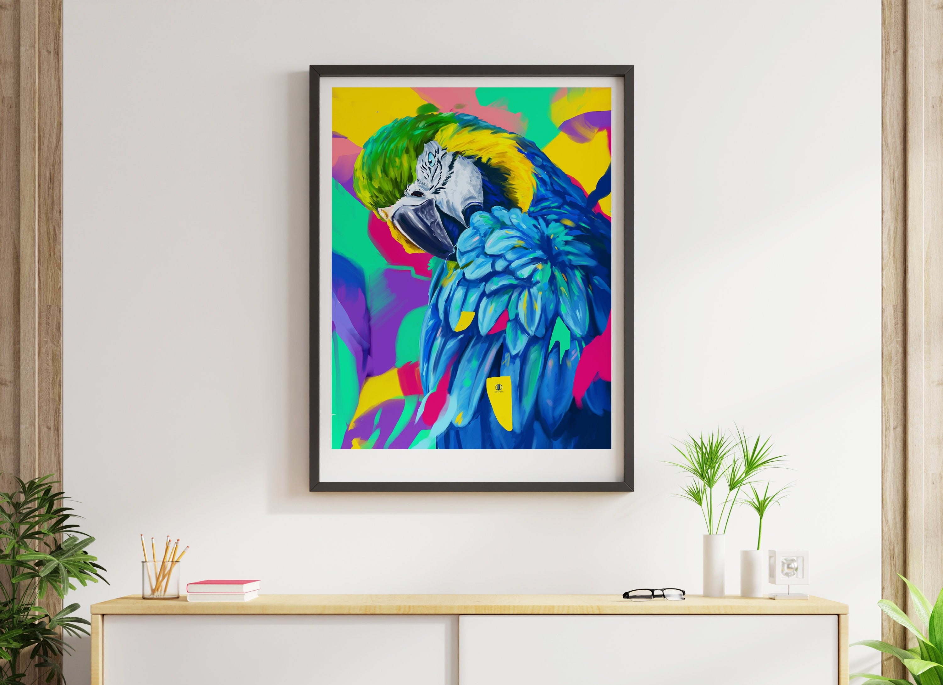 Macaw Art Print Parrot Illustration Tropical Bird Digital Poster josfer ...