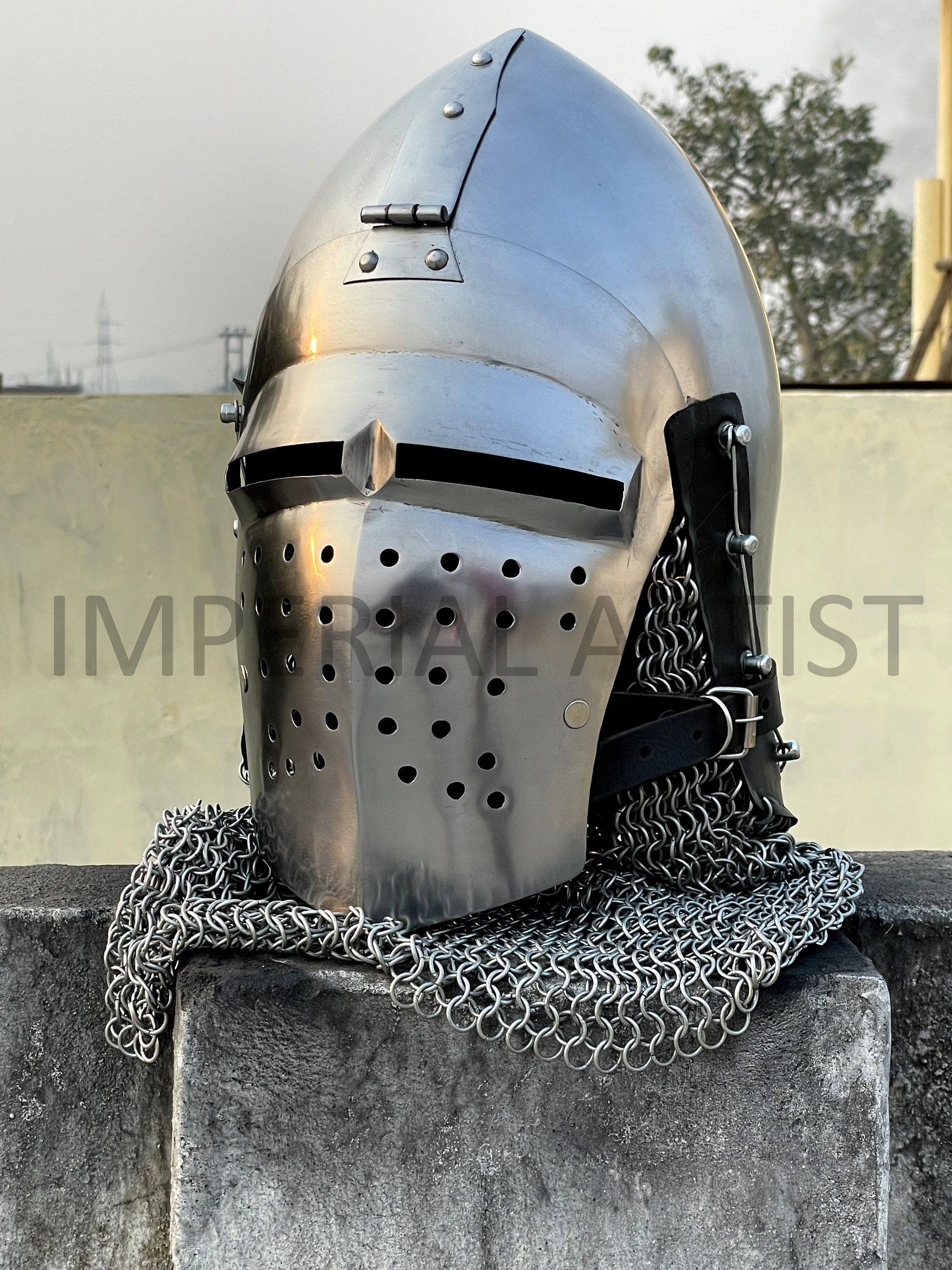 Halloween Medieval Great Bascinet helmet Hand Forged sca/jousting ...