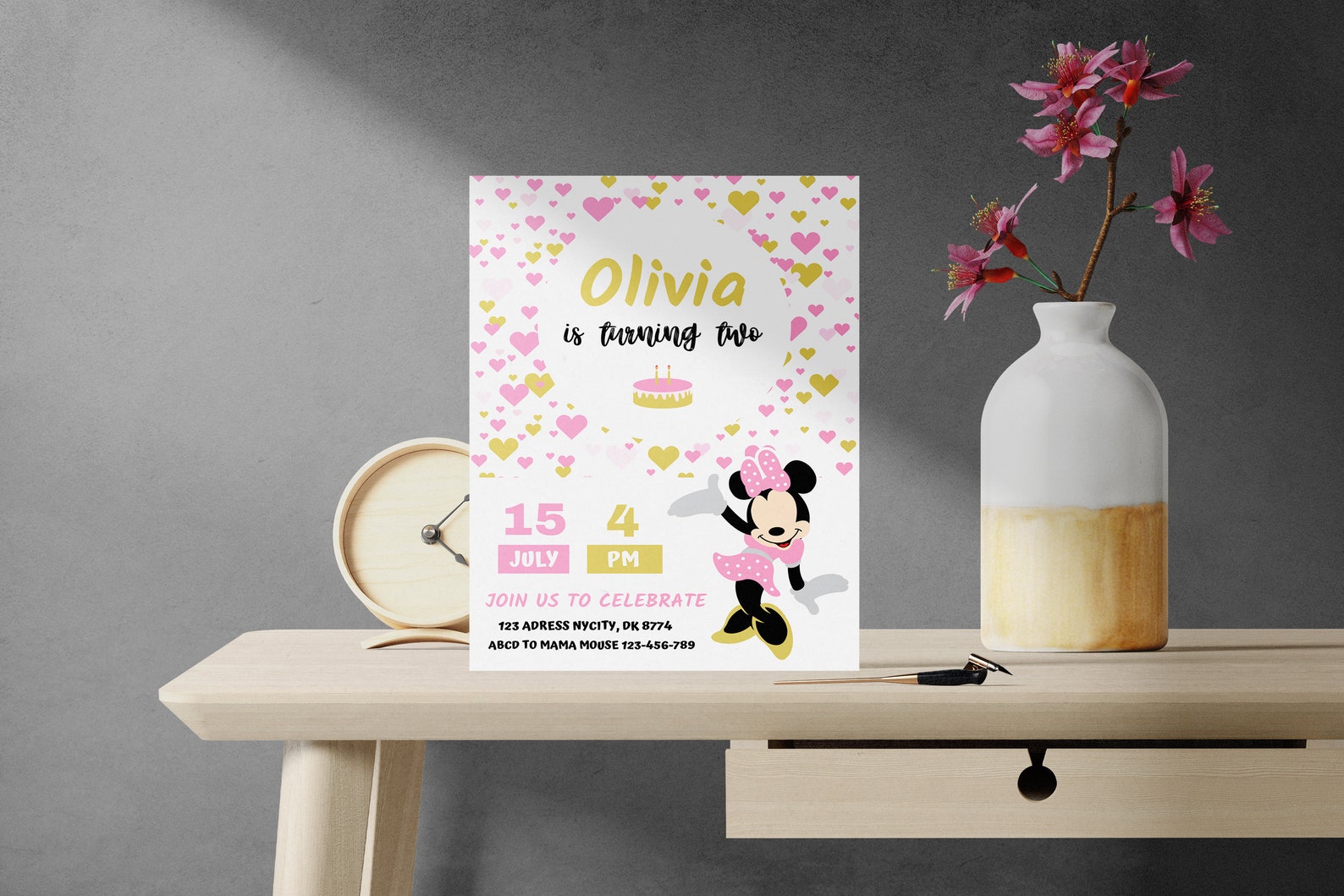 Mickey Girl Birthday Invitations Editable Cute Mickey Birthday ...