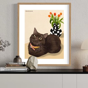 Brown Cat Art, Cat Loafing, Adorable Cat Print, Boho Cat Art, Cat Mom ...